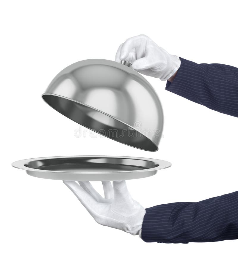 Restaurant Cloche with Open Lid Stock Illustration - Illustration of ...