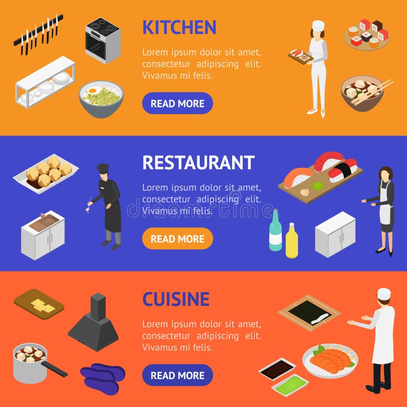 Restaurant Cooking Concept Infographics 3d Isometric View. Vector Stock ...