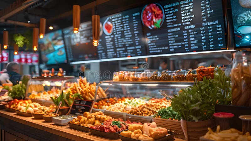 Restaurant Counter Filled with a Wide Array of Dishes and Food Items ...