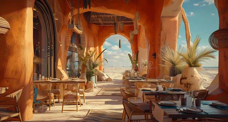Restaurant in the desert stock illustration. Illustration of design ...