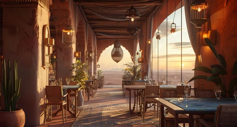 Restaurant in the desert stock illustration. Illustration of cake ...