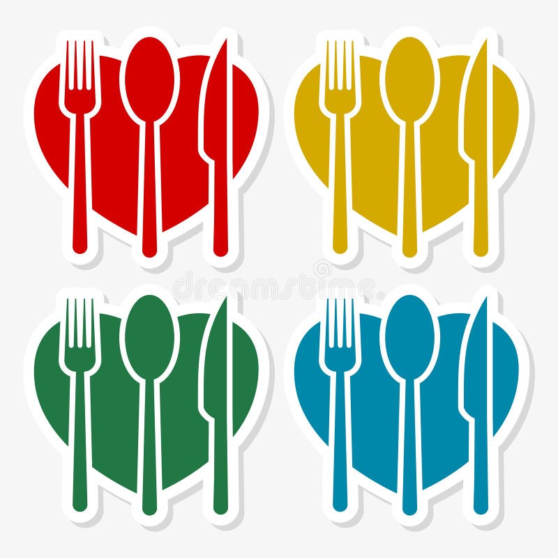 Restaurant Design, Fork Spoon Knife Sticker Set Stock Vector ...