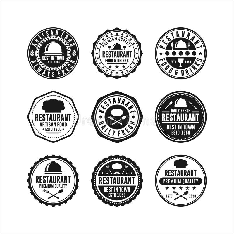 Restaurant Design Vector Badge Stamps Set Stock Vector - Illustration ...