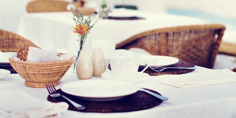 Restaurant Dining Table Set Up Service Concept Stock Image - Image of ...