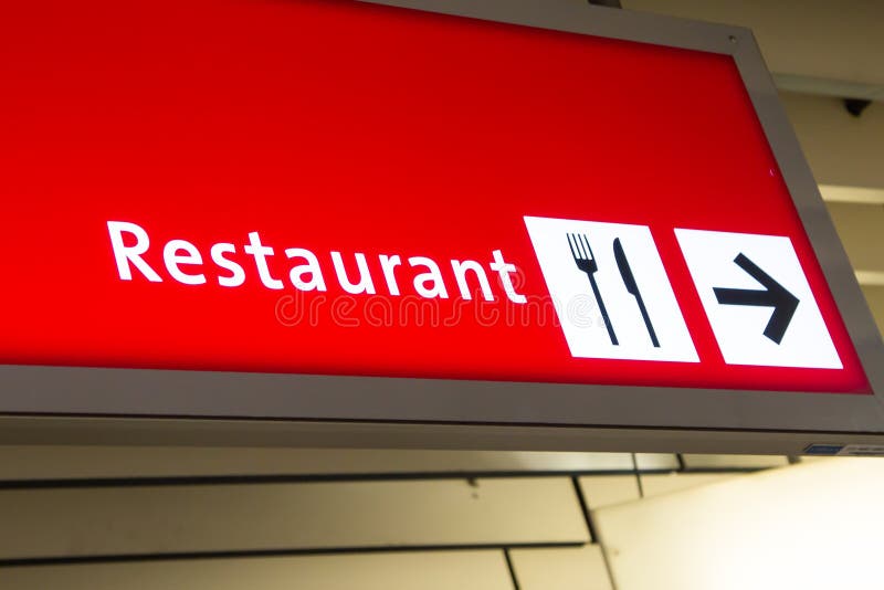 Restaurant Directional Sign in Airport Stock Image - Image of travel ...