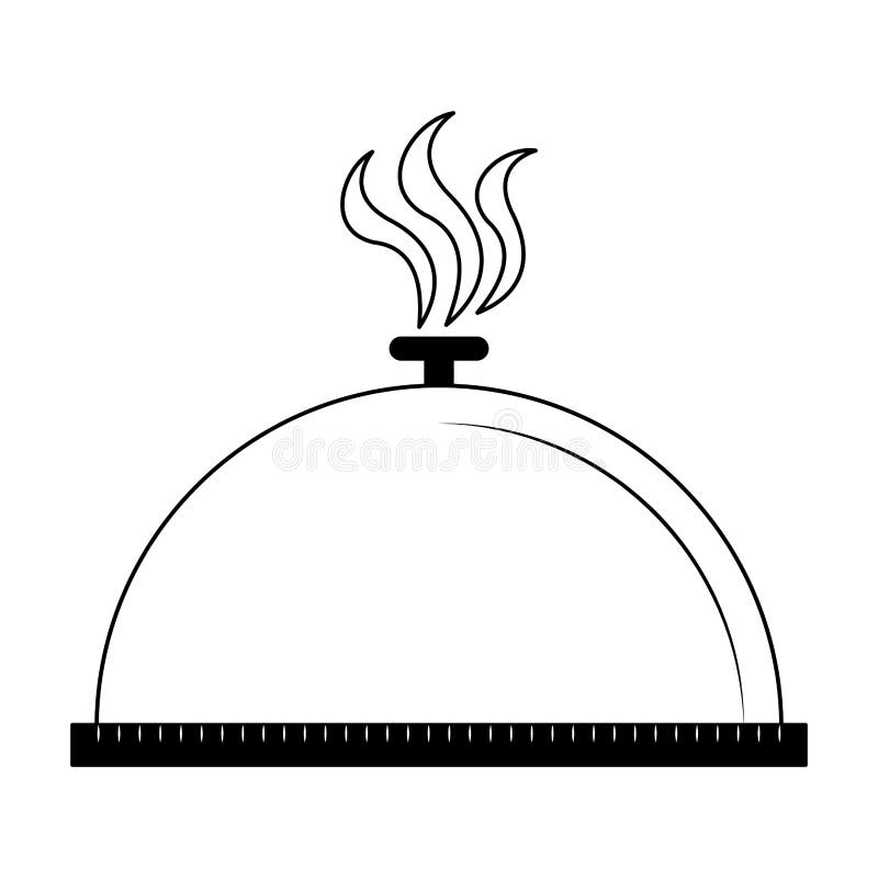 Restaurant Dish Dome in Black and White Stock Vector - Illustration of ...