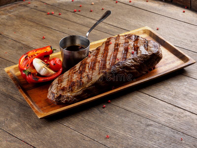 Grilled meat . stock photo. Image of dining, closeup - 113177564