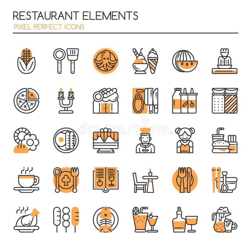 Restaurant Elements stock vector. Illustration of cocktail - 94653437