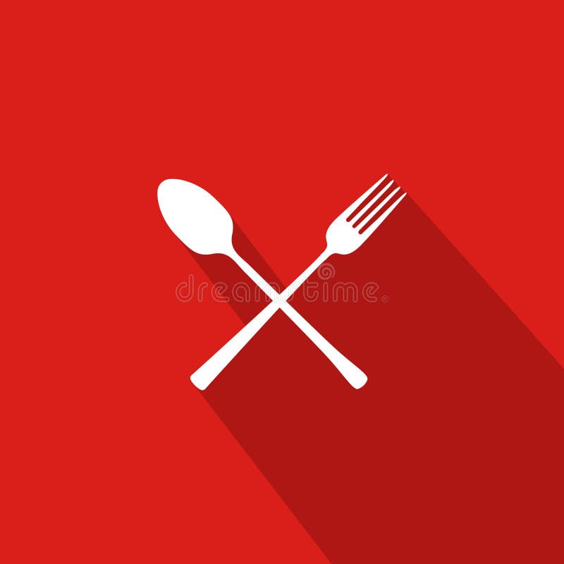 Restaurant Flat Icon with Red Background Stock Vector - Illustration of ...