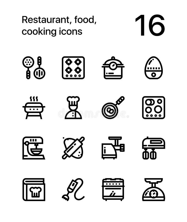 Restaurant, Food, Cooking Icons for Web and Mobile Design Pack 3 Stock ...