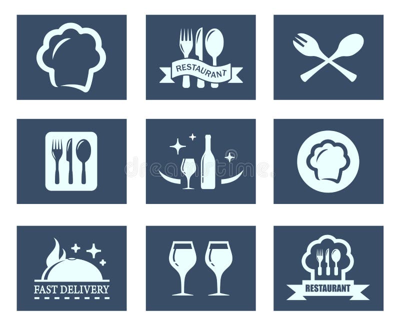 Restaurant food icons set stock vector. Illustration of glass - 75662917