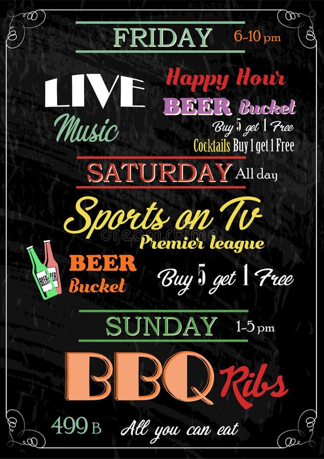 Restaurant Food Menu Design with Chalk Board Background Stock Vector ...