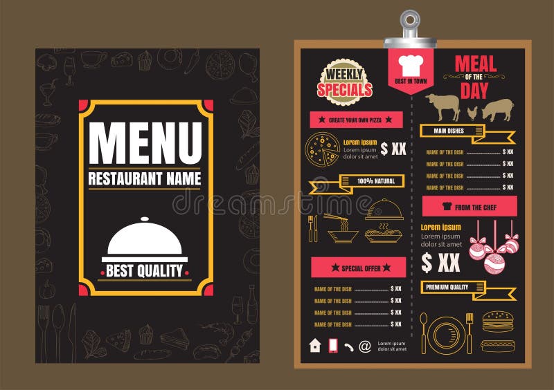 Restaurant Food Menu Design with Chalkboard Background Stock Vector ...