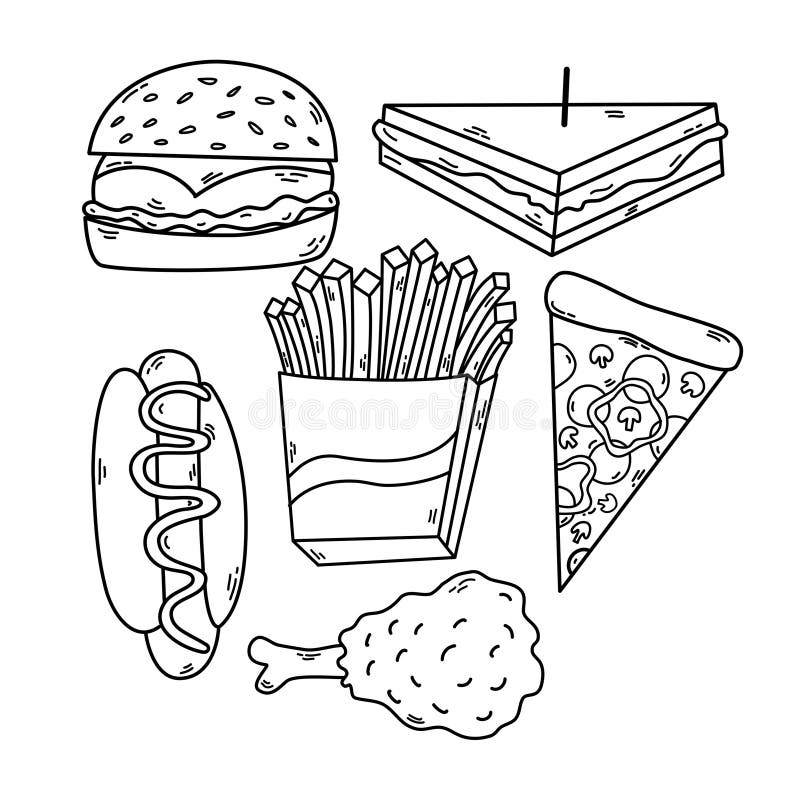 Restaurant and Food Related Objects and Elements. Hamburger ...