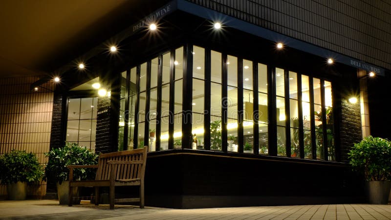 Restaurant Front Store with Lighting Equip Stock Photo - Image of ...