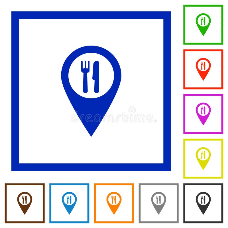 Restaurant GPS Map Location Vivid Colored Flat Icons Stock Illustration ...