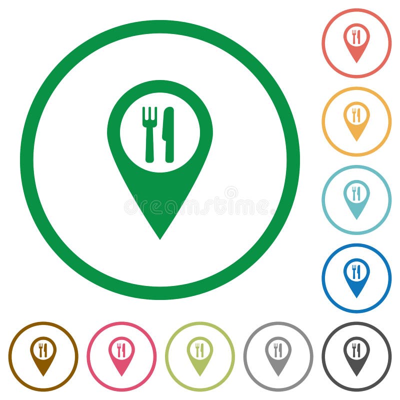 Restaurant GPS Map Location Flat Icons with Outlines Stock Vector ... Restaurant GPS Map Location Flat Icons with Outlines Stock Vector ...