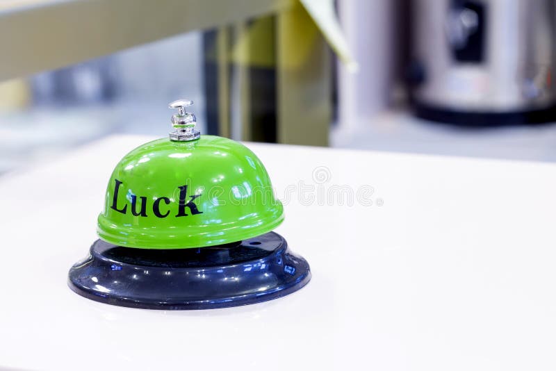 Restaurant Green Bell with Bokeh on White Table Stock Image - Image of ...