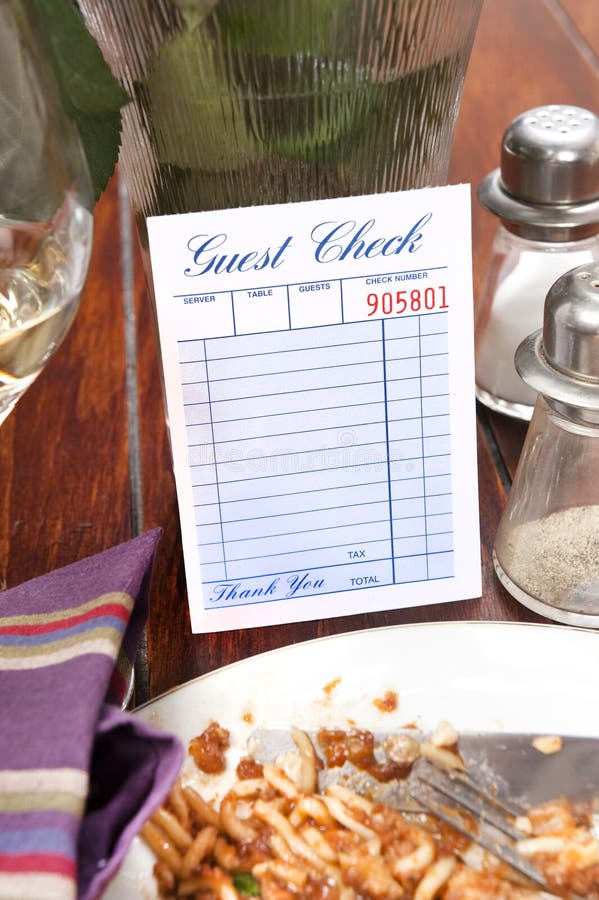 Blank restaurant check stock photo. Image of blue, payment - 11041370