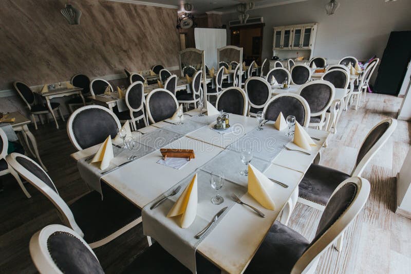 Restaurant Hall in Banquet Set-up Stock Photo - Image of eatery ...