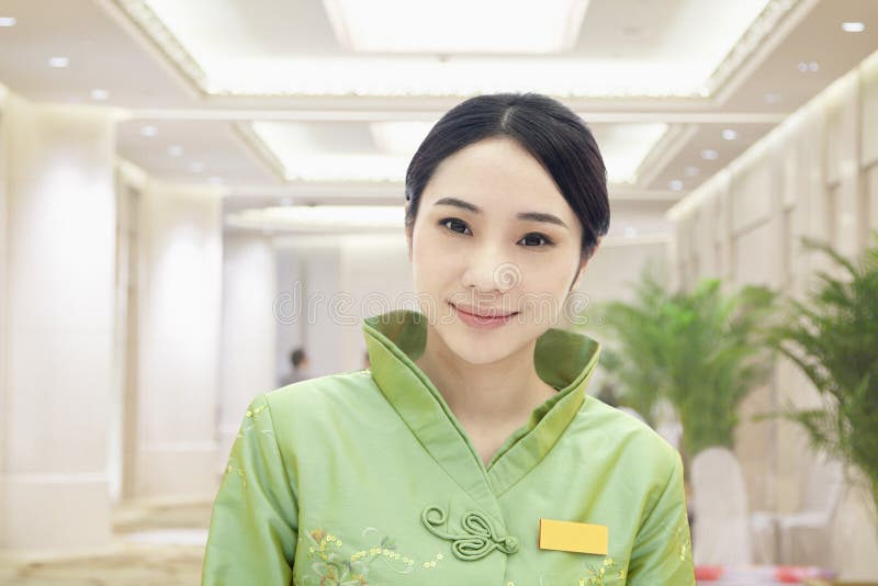 Restaurant/Hotel Hostess in Traditional Chinese Clothing, View from ...
