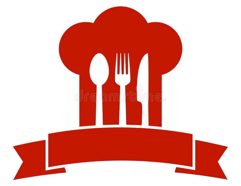 Restaurant Icon with Red Chef Hat Stock Vector - Illustration of icon ...