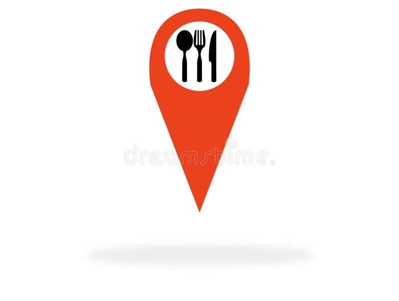 Restaurant Icon on Red Marker Symbol with Shadow Stock Illustration ...