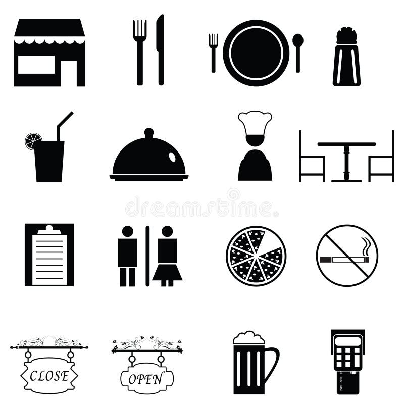 Restaurant icon set stock vector. Illustration of dish - 102686148