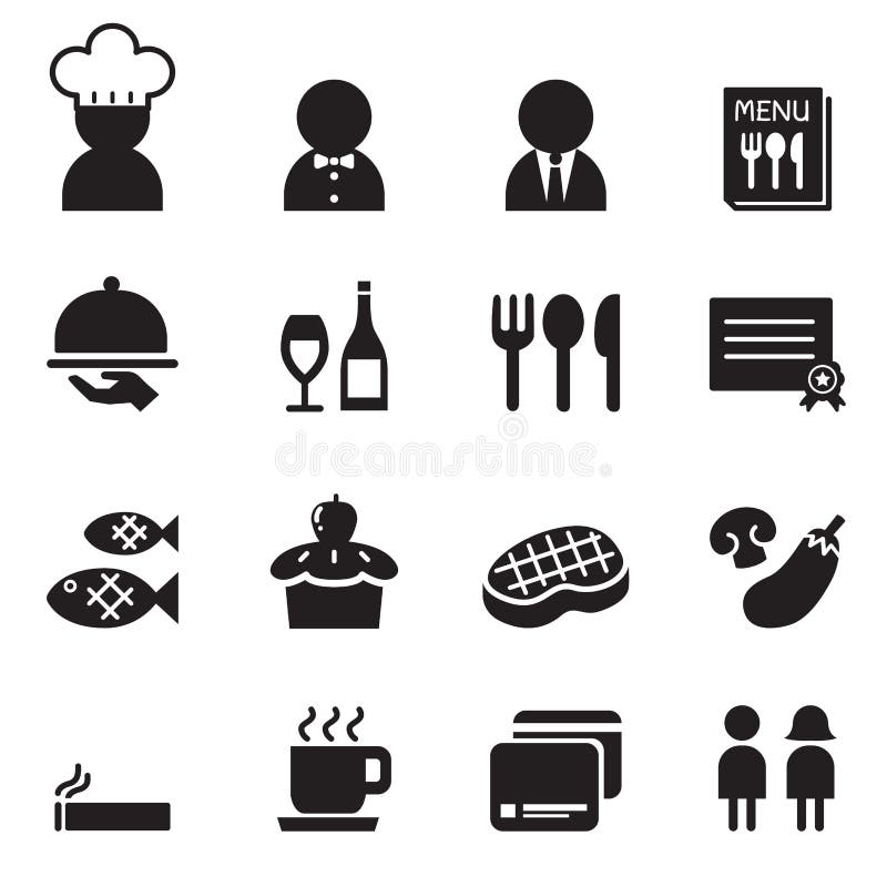 Restaurant icon Set stock vector. Illustration of pork - 72473370