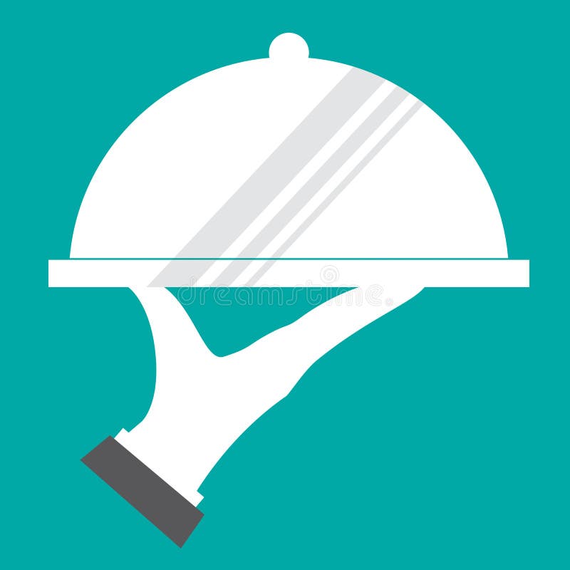 Restaurant Icon with Tray of Plate in Hand Stock Vector - Illustration ...