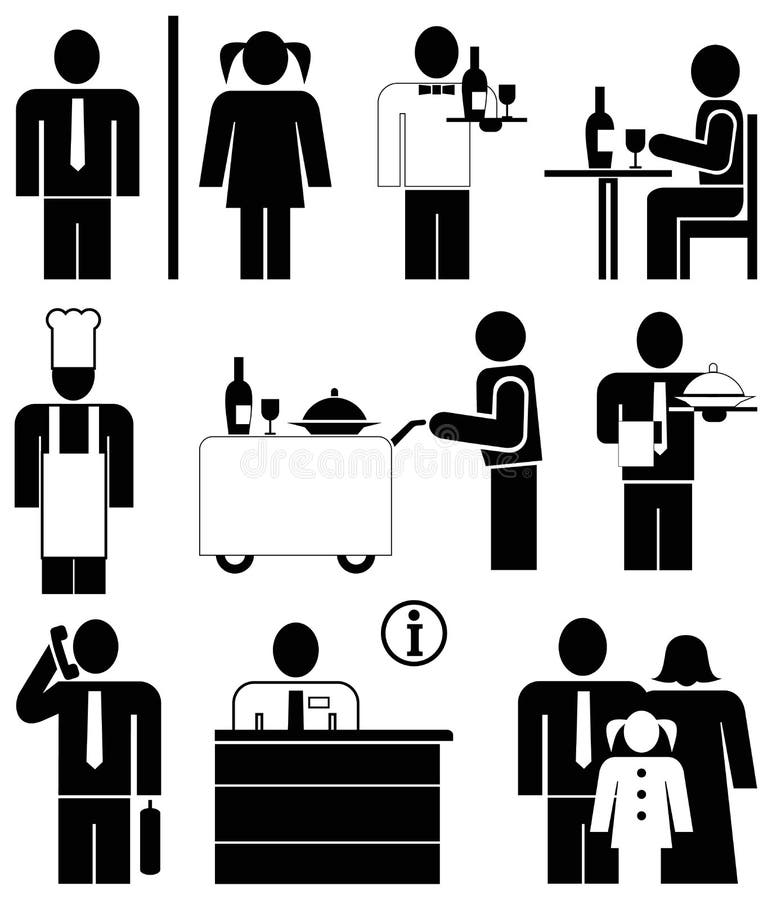Hotel And Restaurant Pictograms Stock Vector - Illustration of suitcase ...