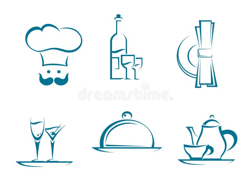 Restaurant Icons and Symbols Stock Vector - Illustration of menu, logo ...