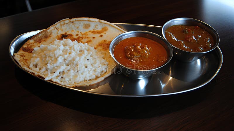 Restaurant Indian Curry Rice Naan Platter Stock Photo - Image of ...