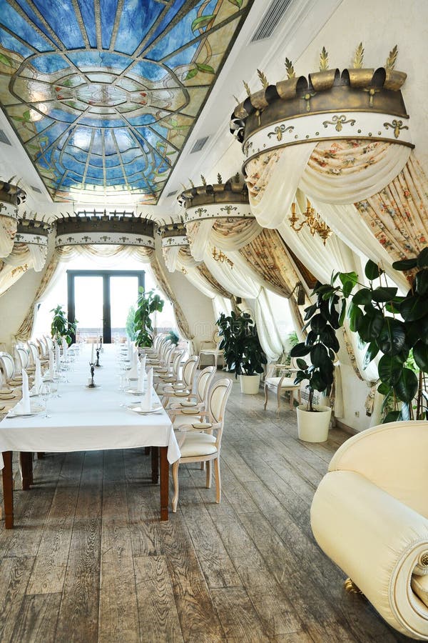 Restaurant Interior in Baroque Style Stock Image - Image of food ...