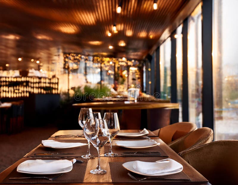 Restaurant Interior Close Up, Shallow Dof. Stock Illustration ...