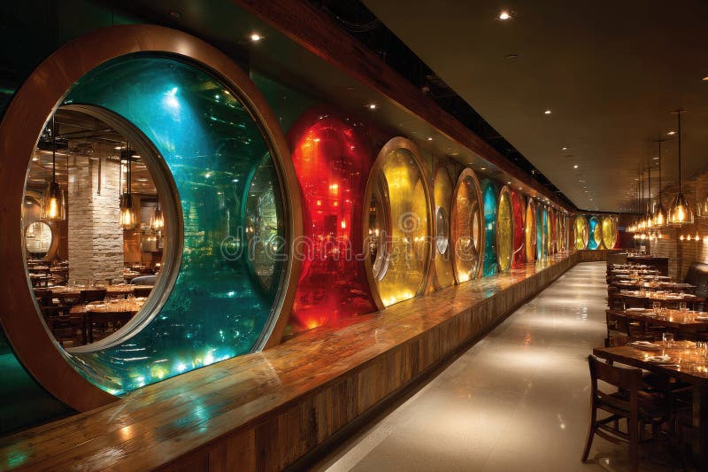 Colorful Restaurant Interior Design Stock Illustration - Illustration ...