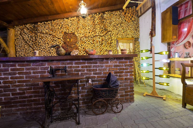 Restaurant Interior in Country Style Stock Photo - Image of antique ...