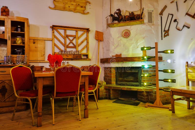Restaurant Interior in Country Style Stock Photo - Image of country ...