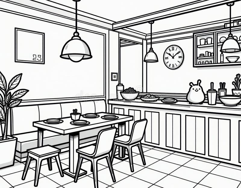 Restaurant Interior Drawing Stock Illustrations – 6,930 Restaurant ...