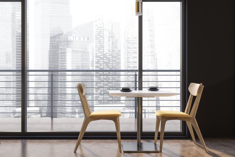 Restaurant Interior, Modern Style. Window City View Stock Illustration ...