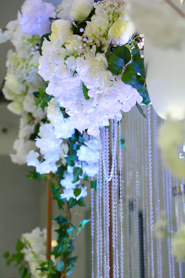 Restaurant Interior. Photo Zone in the Restaurant. Floral Design in a ...