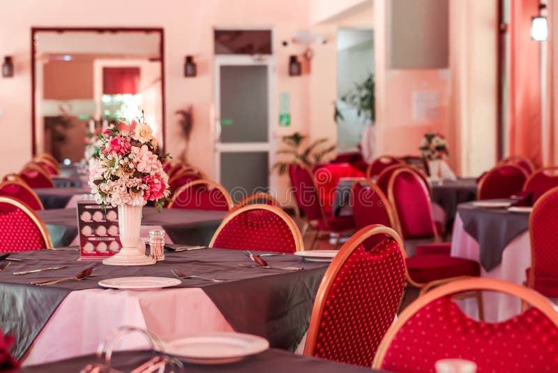 Red restaurant interior stock image. Image of house, design - 12634571