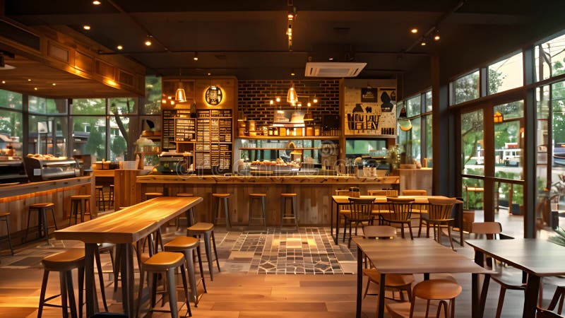 Restaurant Interior with Wooden Tables and Chairs in a Cozy Setting ...