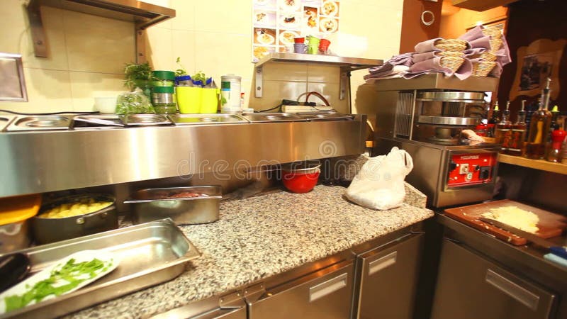 Restaurant Kitchen Interior Stock Footage - Video of cooking, trays ...