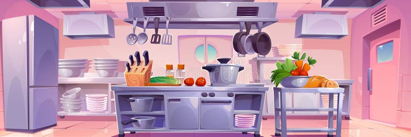Restaurant Kitchen Interior for Chef Cook Vector Stock Vector ...