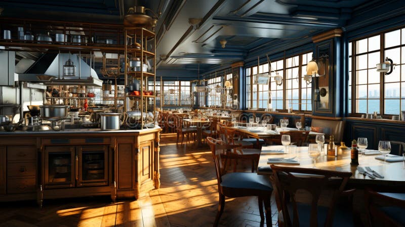 A Restaurant Kitchen Interior Full Indoor View Stock Illustration ...