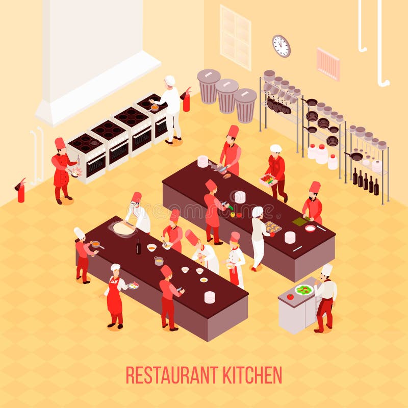 Restaurant Kitchen Isometric Composition Stock Vector - Illustration of ...