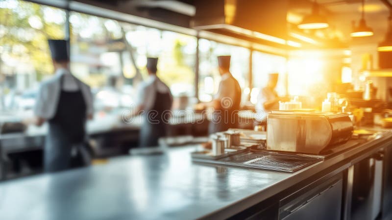Restaurant Kitchen in Motion: Professional Chefs Preparing Meals with ...