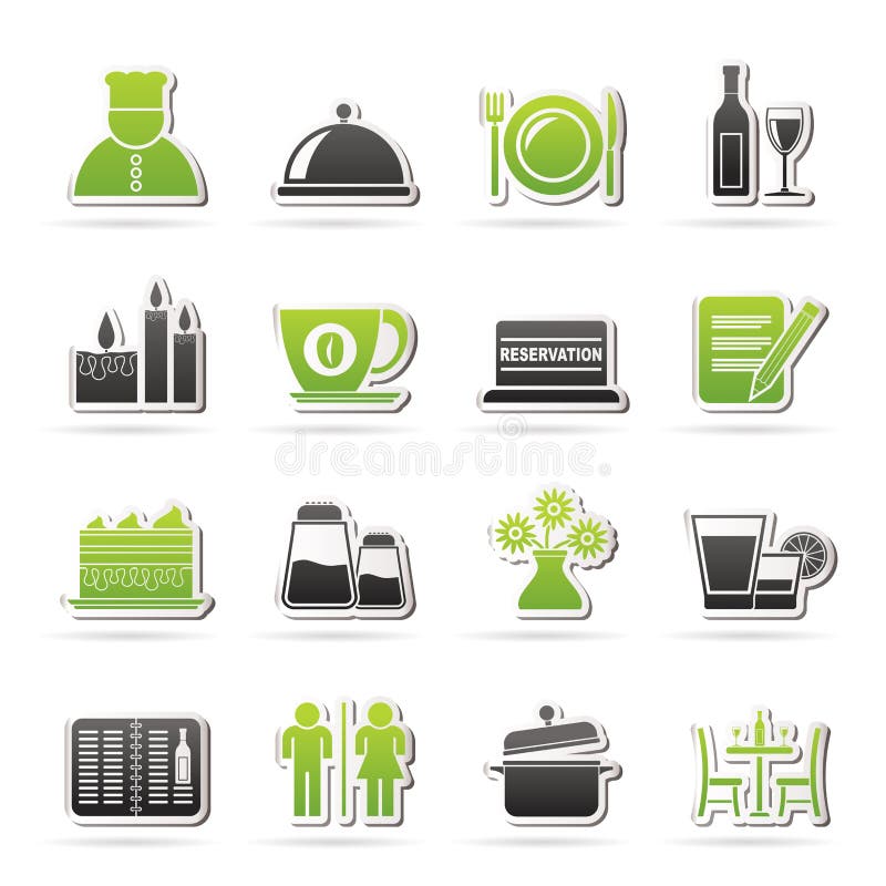 Restaurant, Koffie En Barpictogrammen Vector Illustratie - Illustration ...