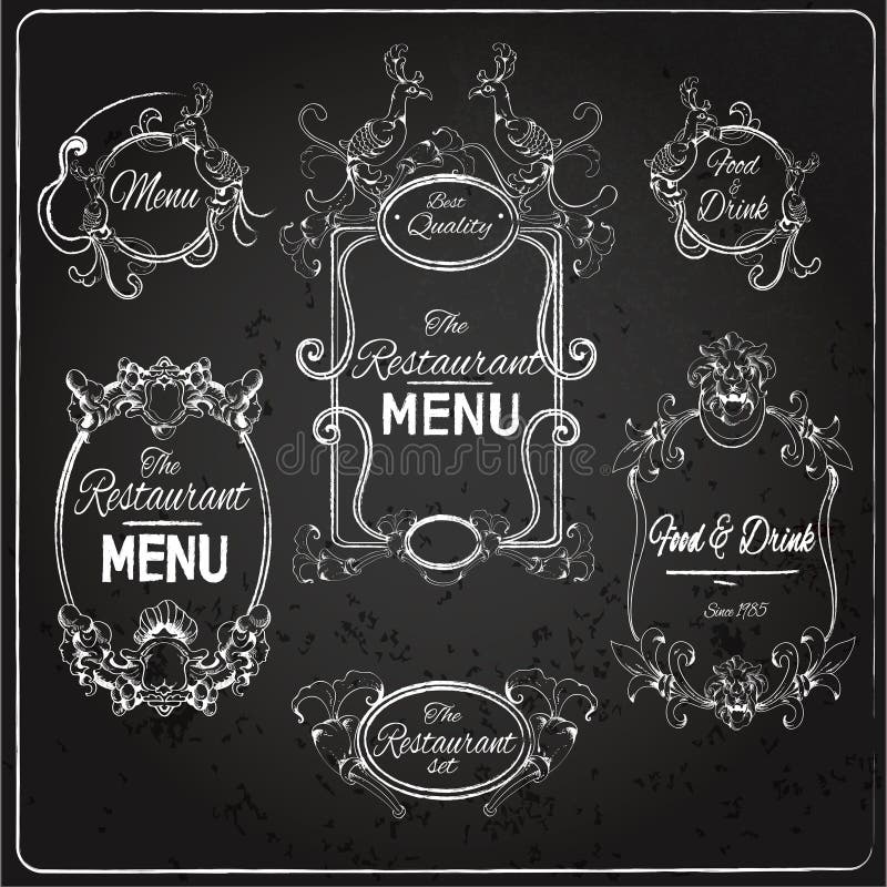Restaurant Labels Chalkboard Stock Vector - Illustration of floral ...